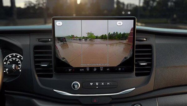 A 2025 Ford Transit van touchscreen showing 360-Degree View Camera System