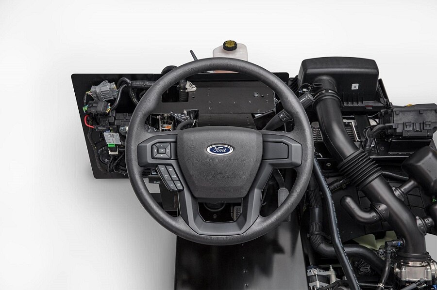 Close-up of the tilt and telescoping steering column