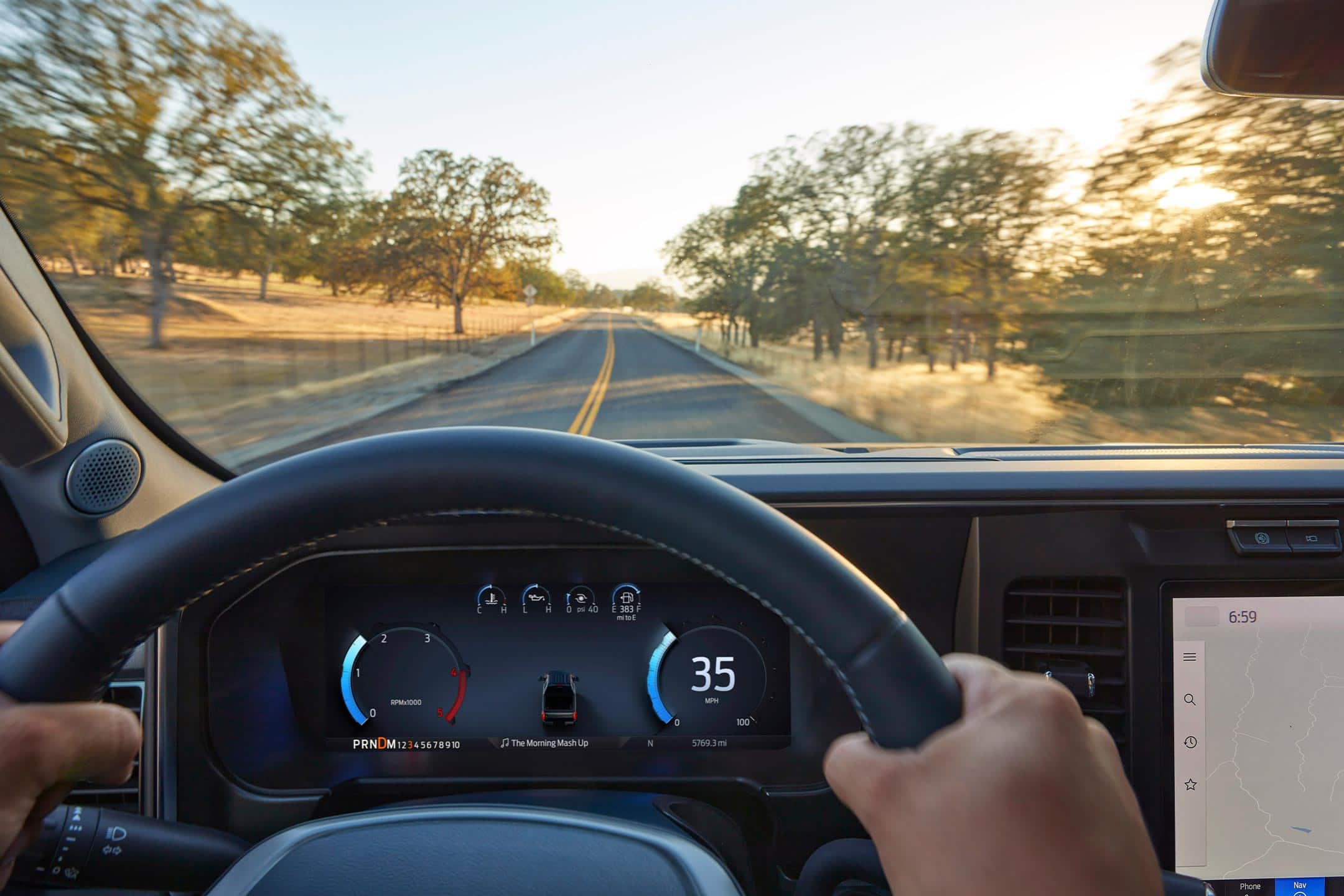 Driver perspective of the digital instrument cluster